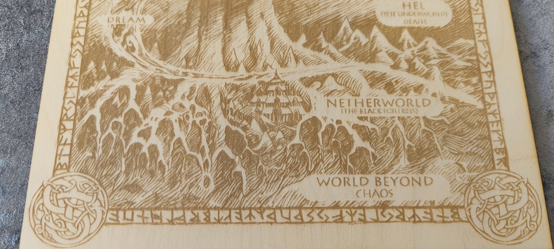 Yggrasill and the Map of the Nine Worlds Laser Engraved Illustration ...