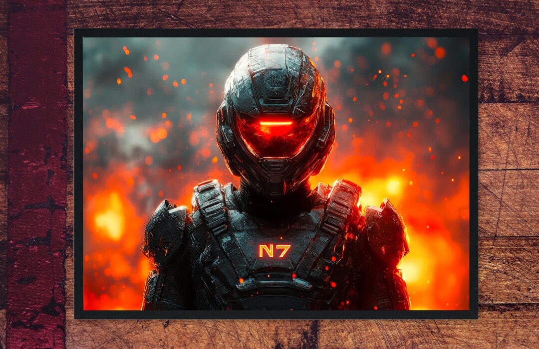 Mass Effect Inspired N7 Hero Poster V2 | Sci-fi Wall Art | Gaming Decor ...