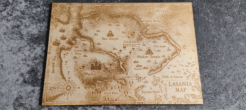 Laser Engraved Map of Lasania kingdom of Solis From Blood and Ash ...