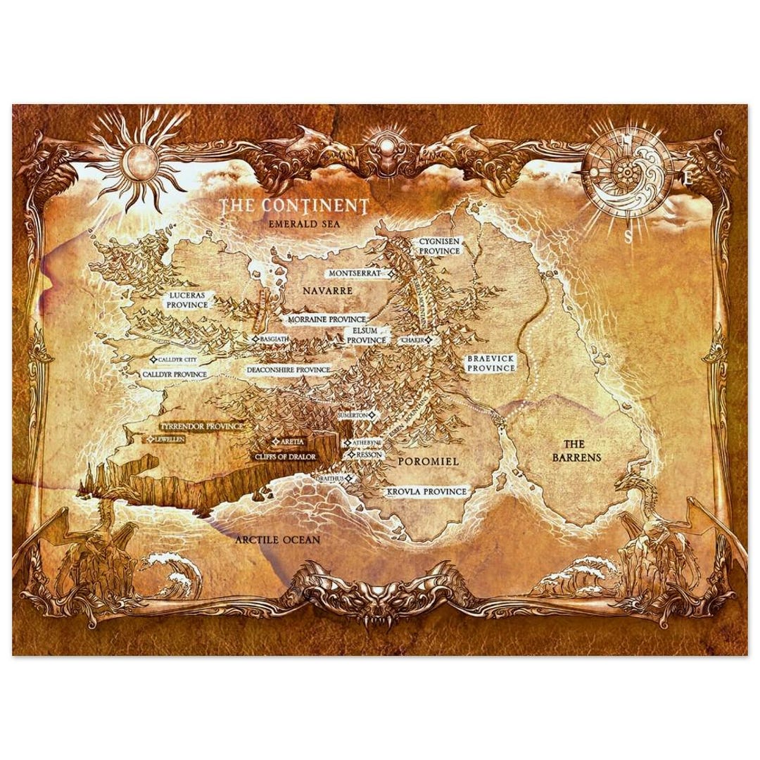 Fourth Wing & Iron Flame World Map Aluminum Print - Rebecca Yarros Art ...