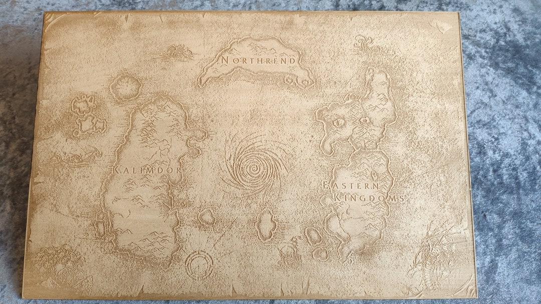 Laser Engraved Map of Azeroth From World of Warcraft - WOTLK - Etsy