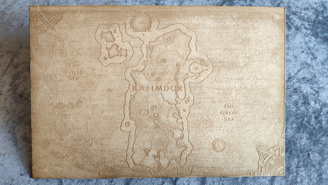 Laser Engraved Map of Kalimdor From World of Warcraft - Etsy