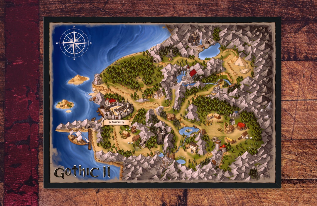 Stunning Fanart Map of Khorinis – From Gothic 2 RPG – Vivid & Colorful Design - Etsy