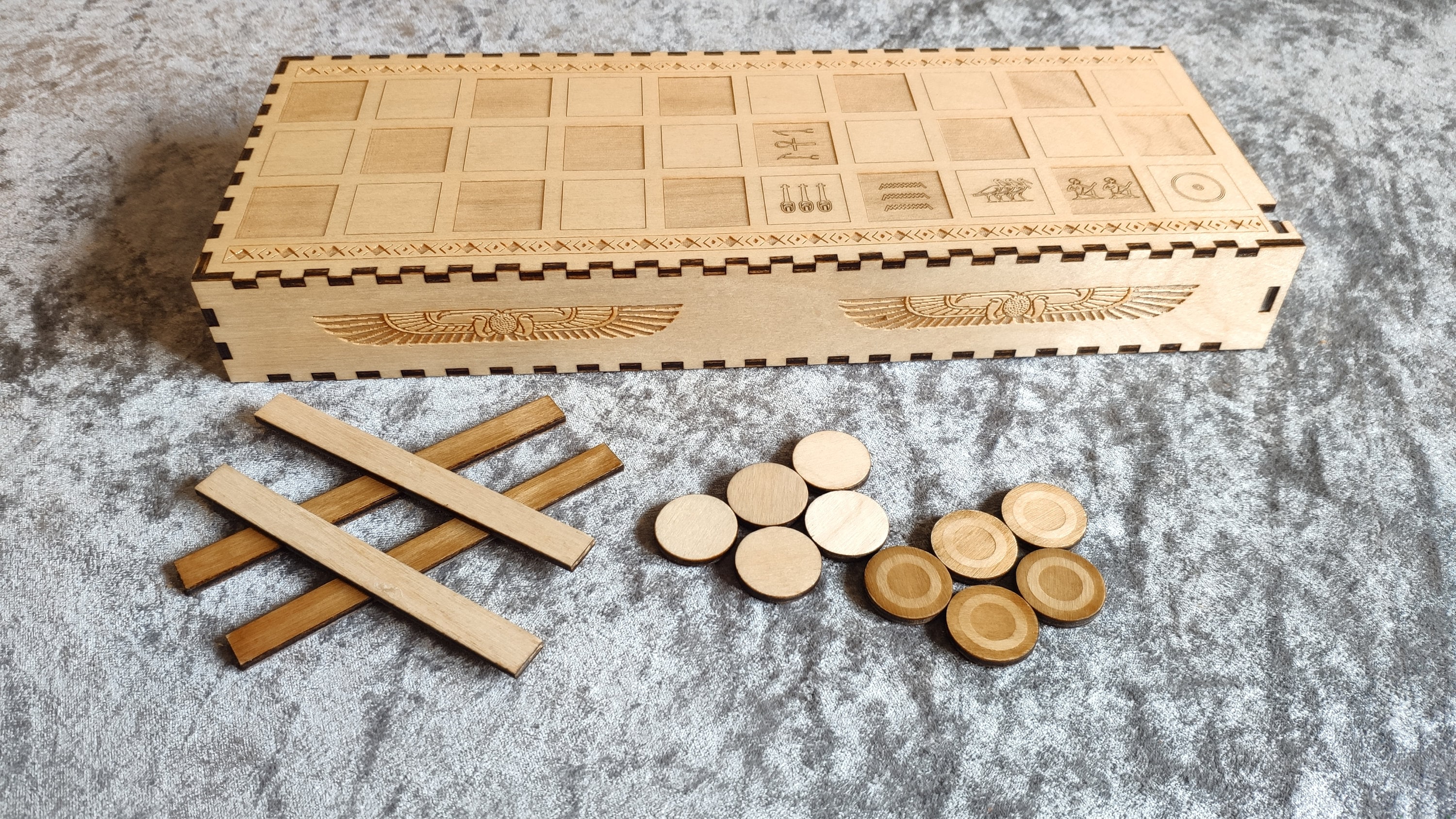 Senet, Ancient Egyptian Board Game, Handmade From Laser Engraved Wood ...