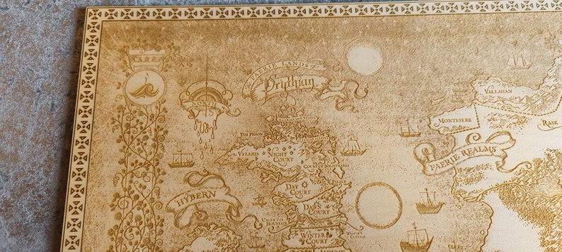 ACOTAR World Laser Engraved Map From the Court of Thorns and Roses ...