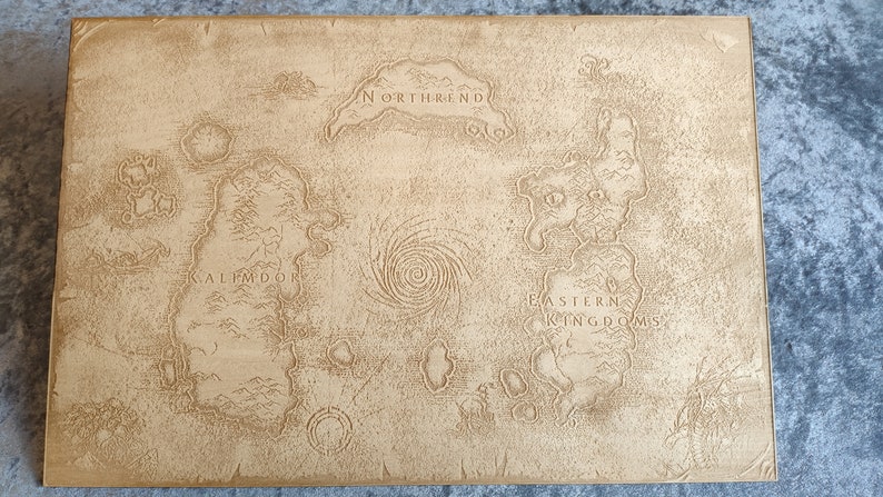 Laser Engraved Map of Azeroth From World of Warcraft - WOTLK - Etsy