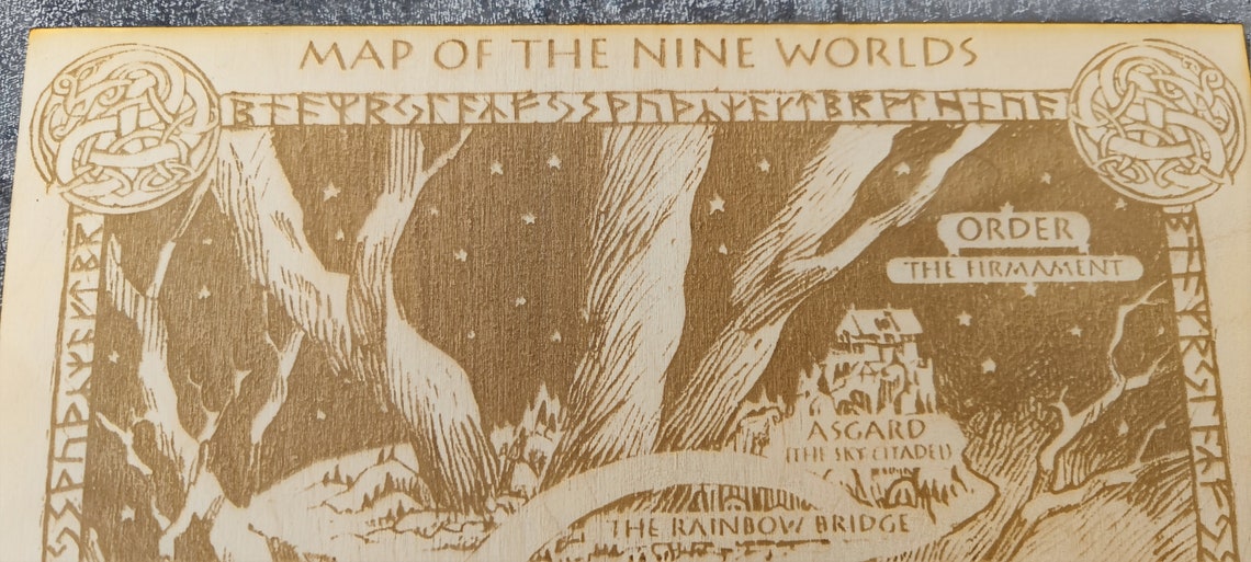 Yggrasill and the Map of the Nine Worlds Laser Engraved Illustration ...