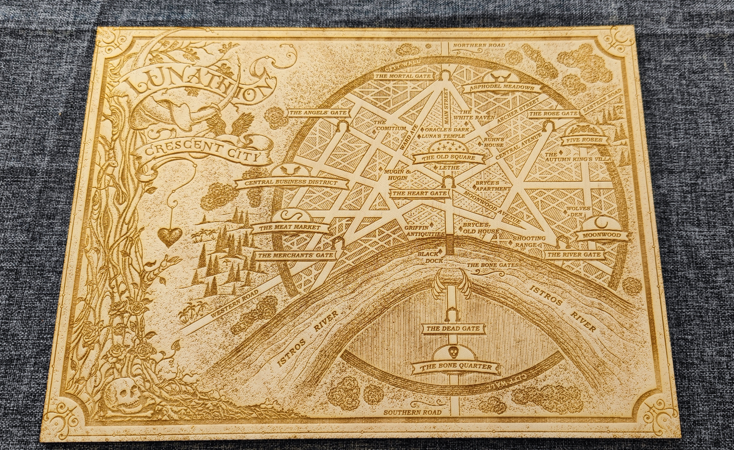 Lunathion City Laser Engraved Map From the Crescent City Series Written ...