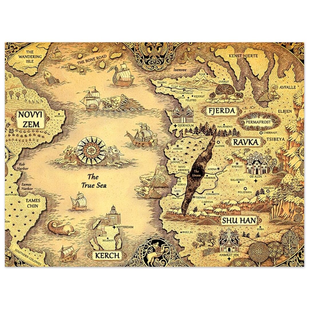 Grishaverse World Map Aluminum Print - Vibrant Artwork by Leigh Bardugo ...