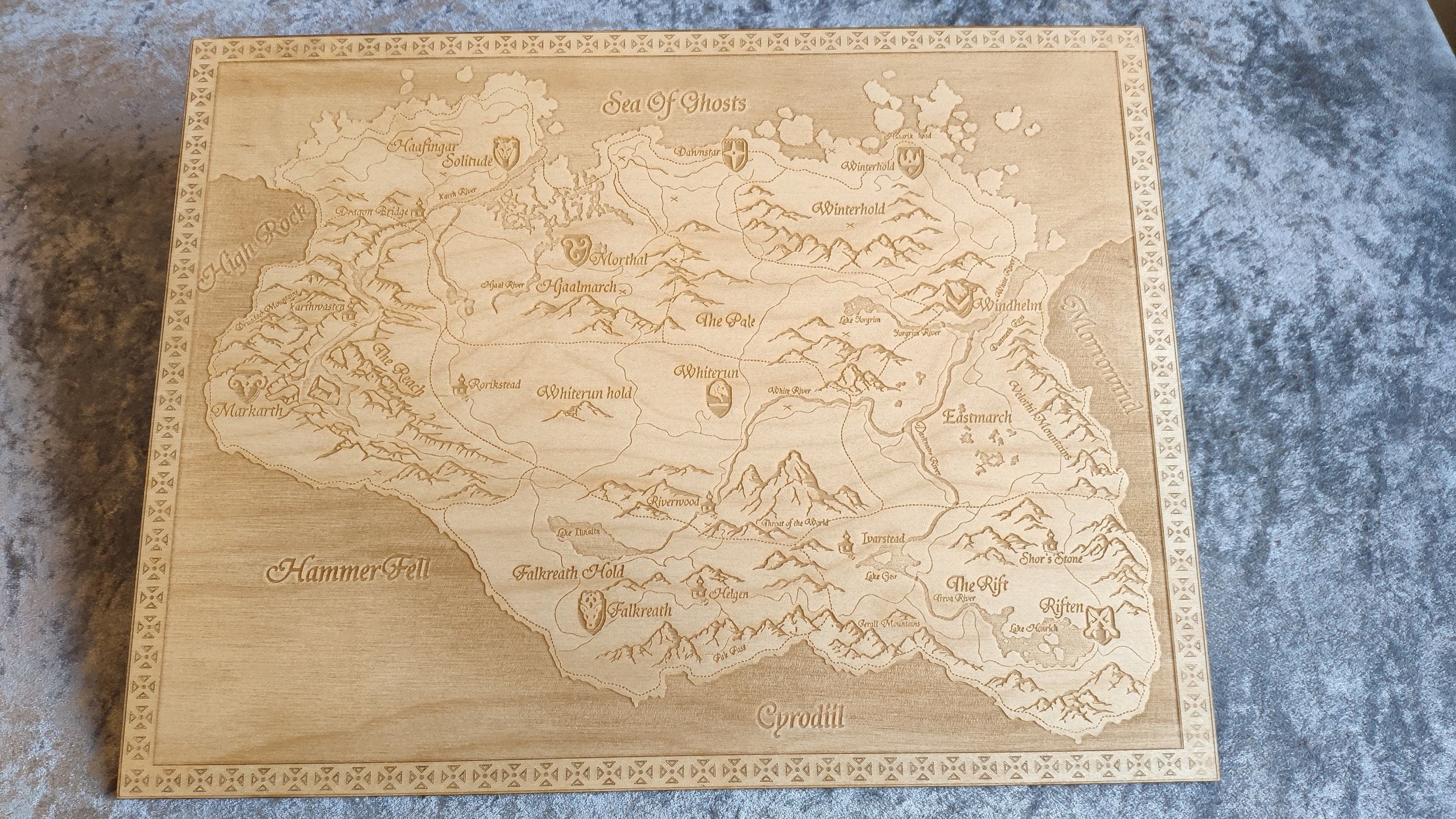 Laser Engraved Map of Skyrim - the Elder Scrolls V - Etsy