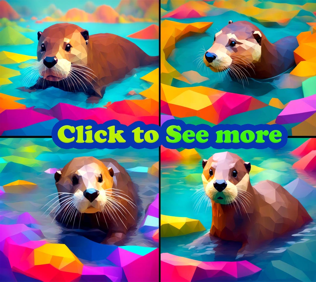 Otter Poster Made in Low-poly Style. Low-poly Animal Poster Part 2 - Etsy