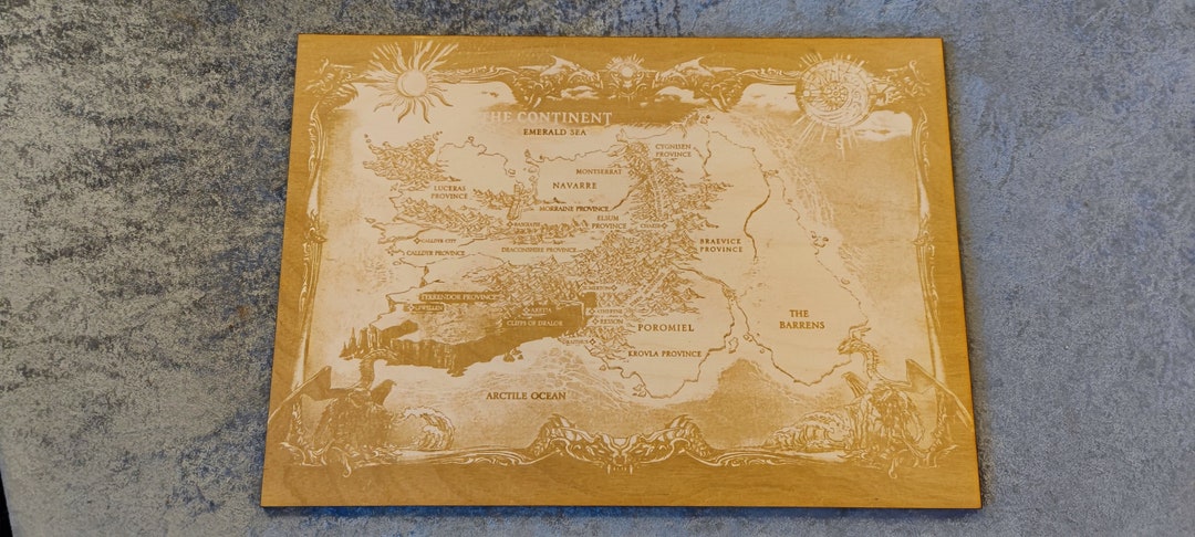 Fourth Wing & Iron Flame Laser Engraved World Map From the Empyrean ...