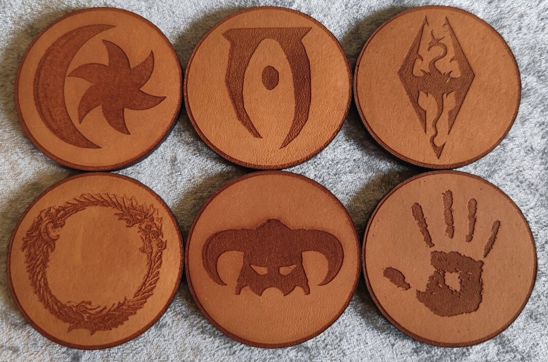 Leather Engraved Badges From the Elder Scrolls Games - Etsy