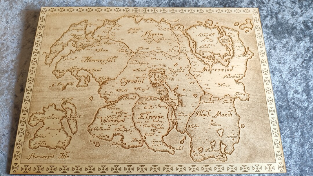 Laser Engraved Map of Tamriel From the Elder Scrolls Online - Etsy