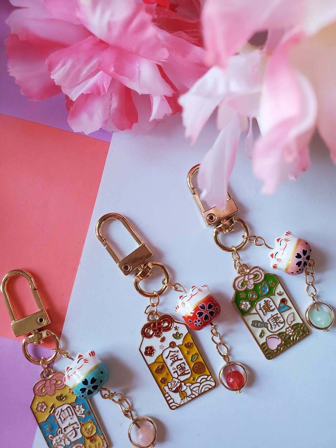 Omamori Keychain Enamel Talisman Keychain Cute Gift Backpack Charm ...