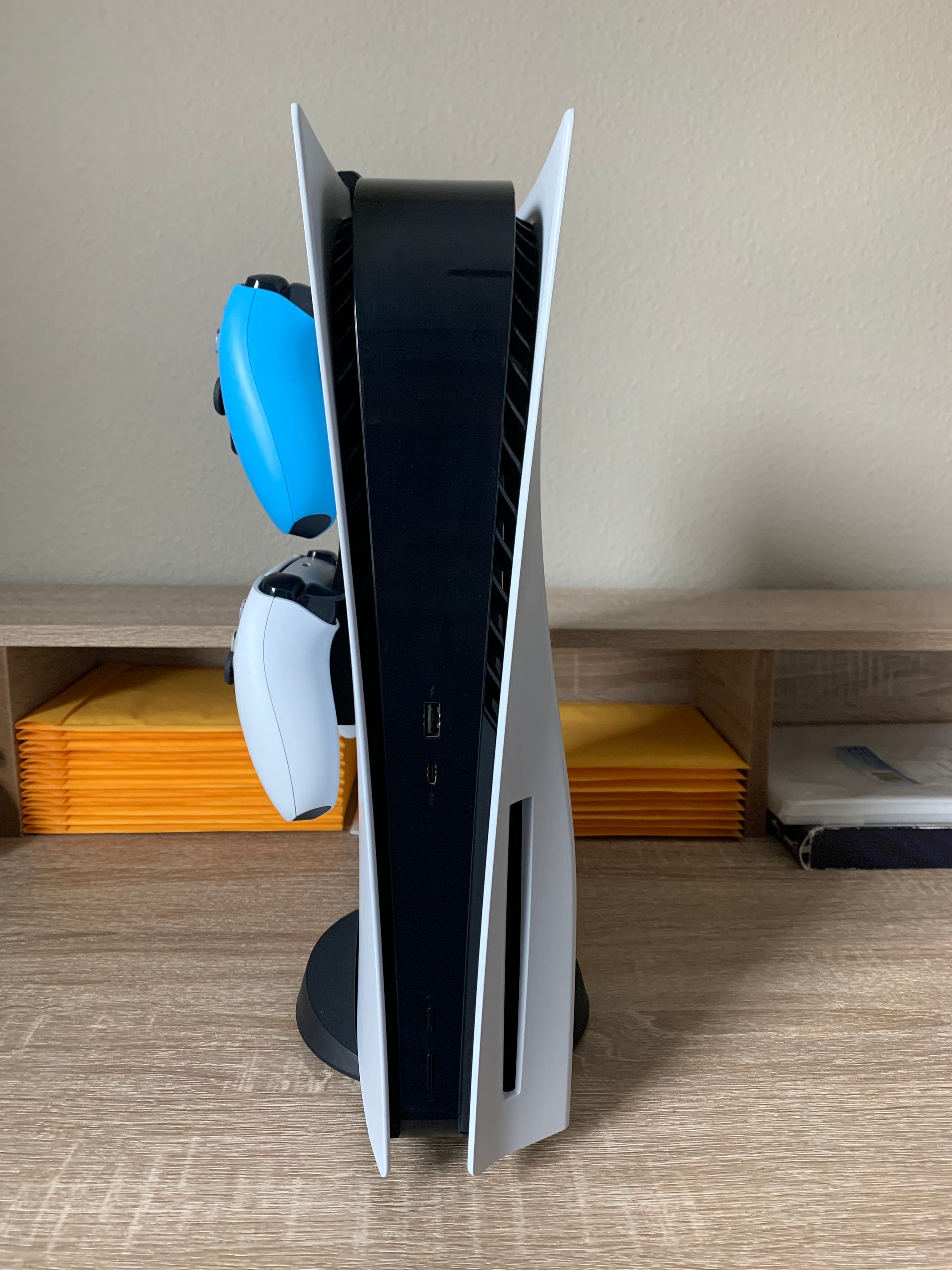 PS5 Mounted Controller Holder W/ Charging Wire Guide | Two Controllers ...