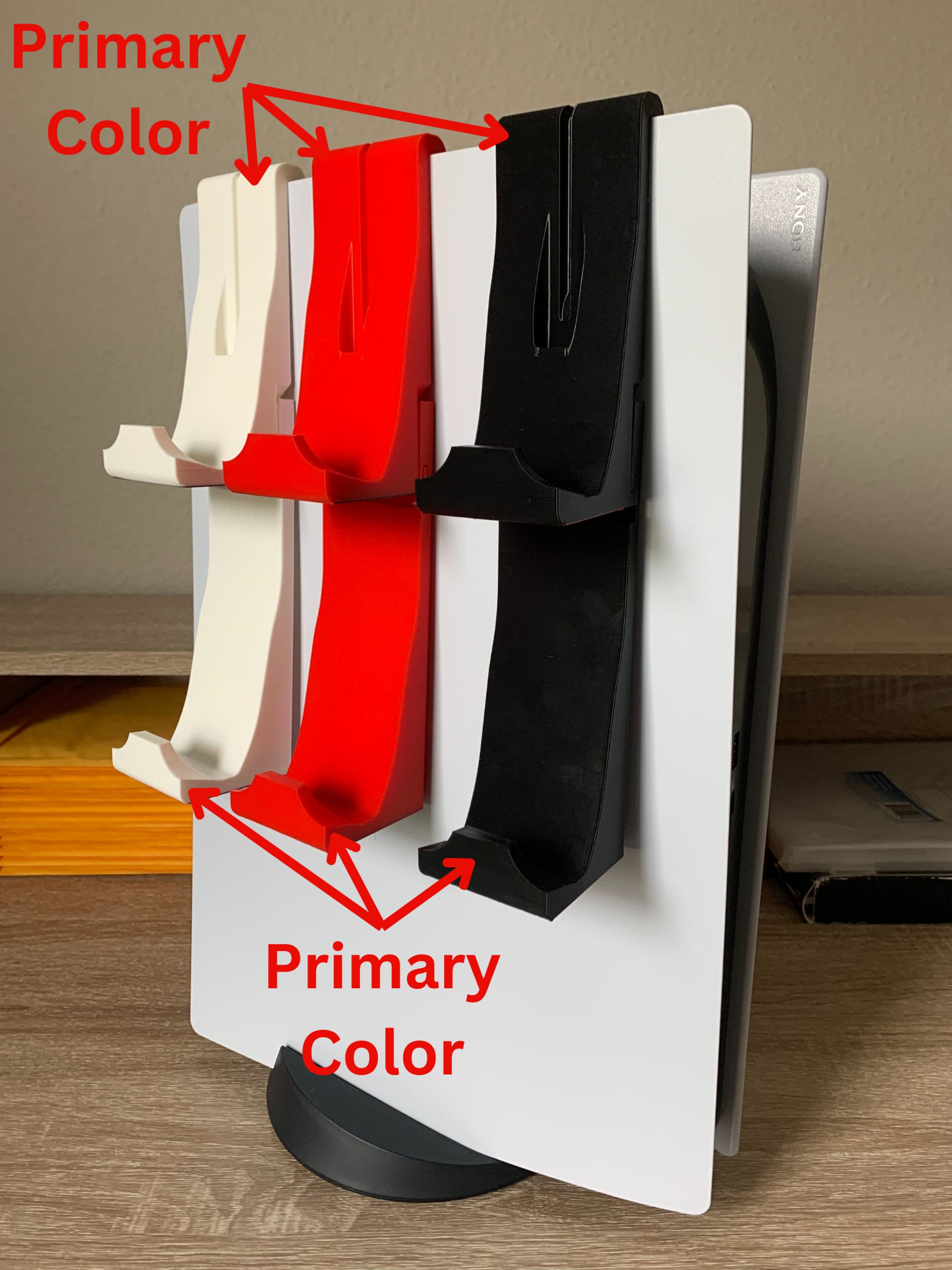 PS5 Mounted Controller Holder W/ Charging Wire Guide | Two Controllers ...