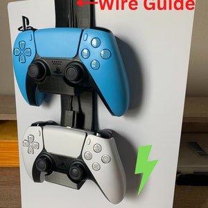 PS5 Mounted Controller Holder W/ Charging Wire Guide | Two Controllers ...