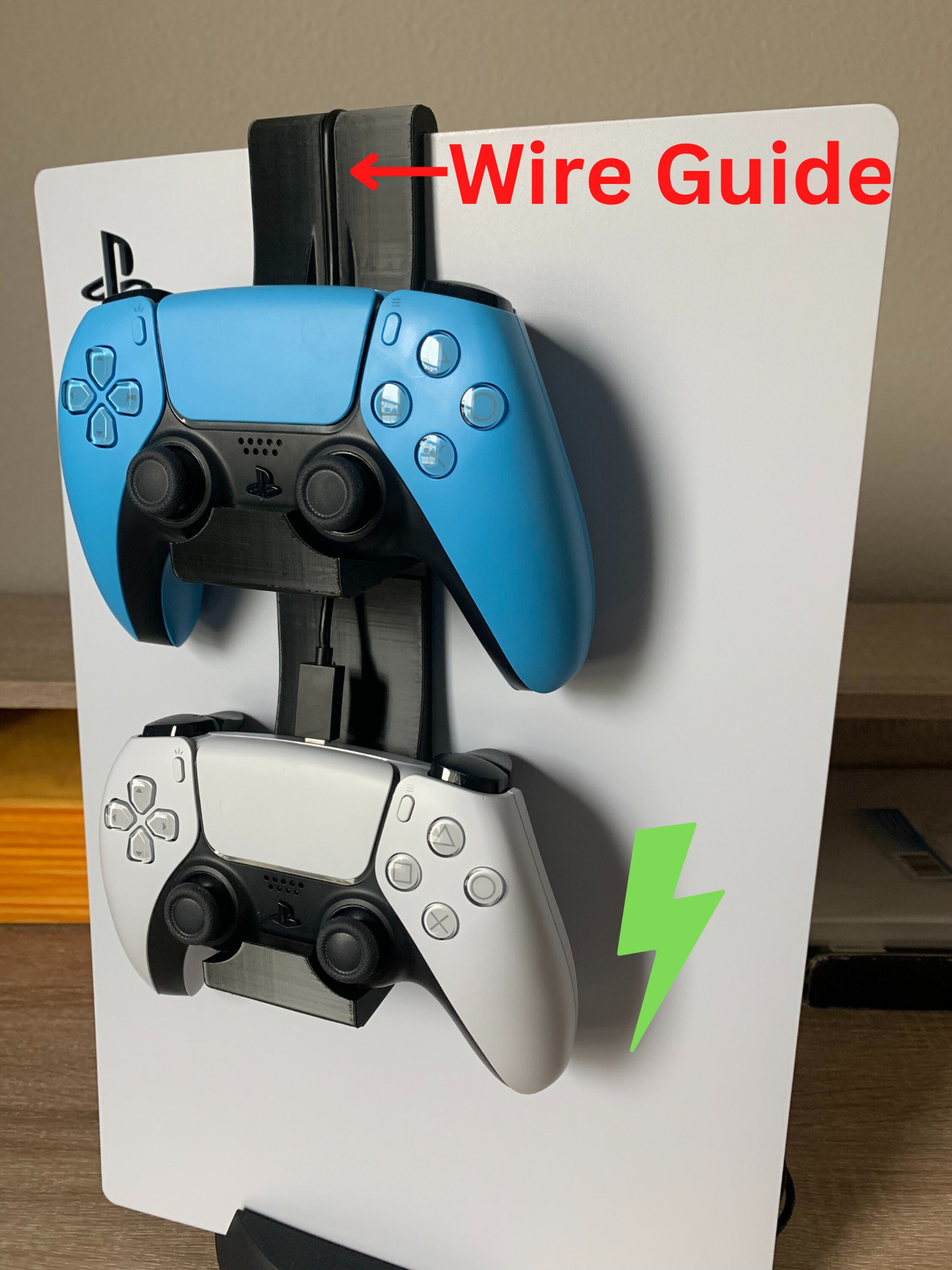 PS5 Mounted Controller Holder W/ Charging Wire Guide | Two Controllers | Multicolor | 3D Printed ...