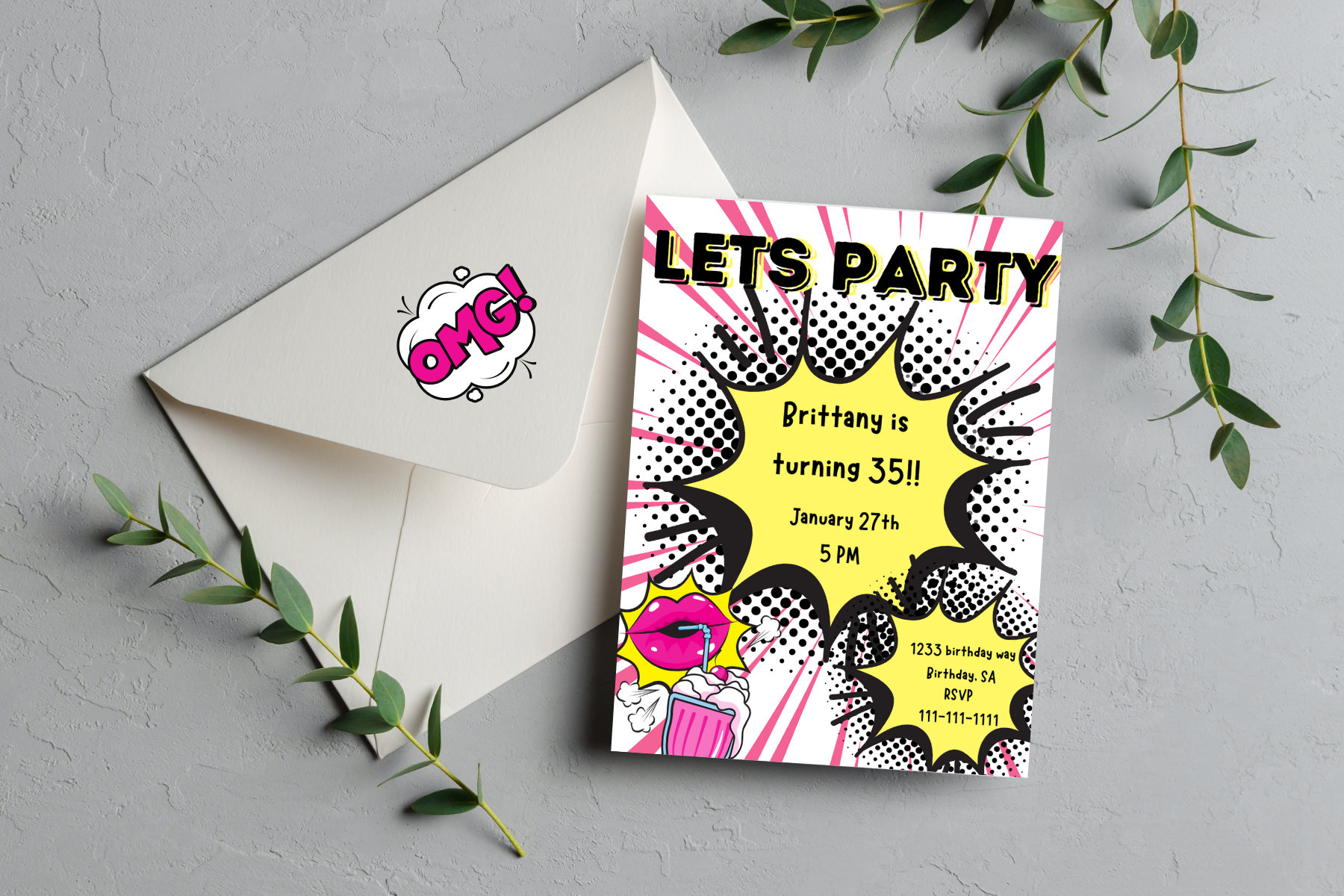 Pop Art Birthday Invite- EDITABLE - Etsy