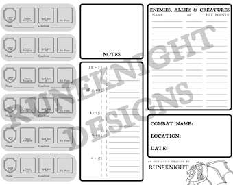 Printable Initiative Tracker Dnd 5e Pathfinder RPG Digital Download ...