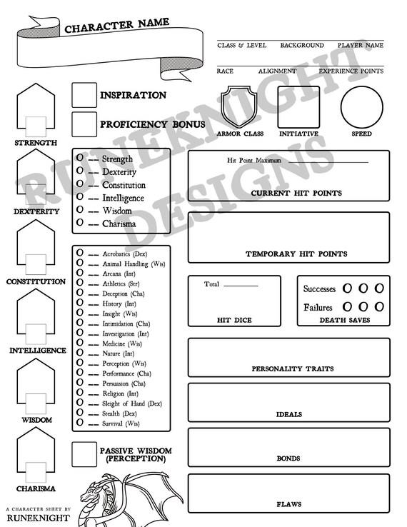 Printable Dnd 5e Character Sheet Etsy Australia 