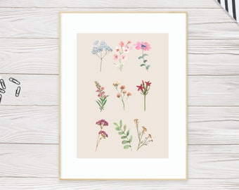 Watercolor Flowers Illustration Poster - Etsy