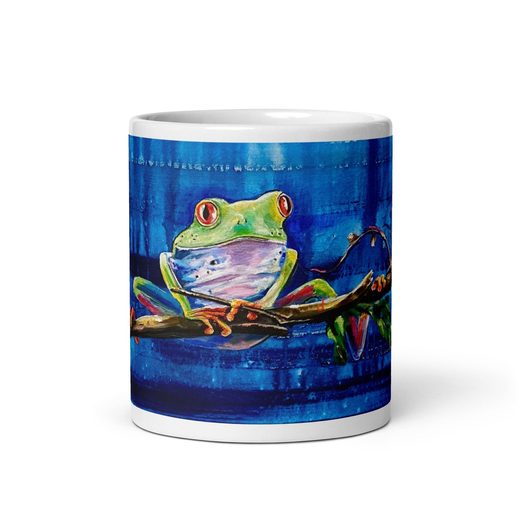 Original Art Coffee Mug, "swamp Frog" Frog Mug Featuring an Original ...