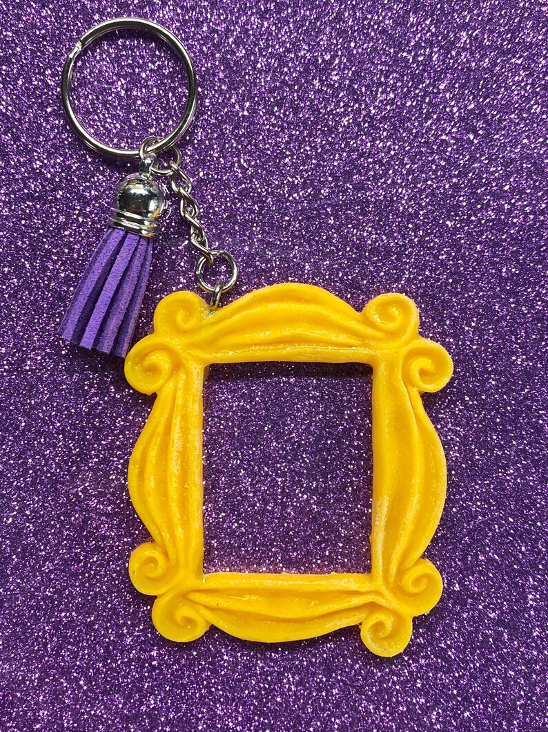 Friends Yellow Frame Keychain With Tassel Ships Free - Etsy