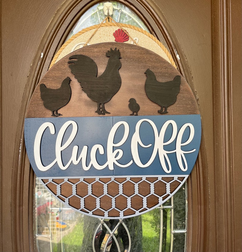 Ready to Ship Cluck off Door Hanger Sign Chicken Lover Chicken Lady ...