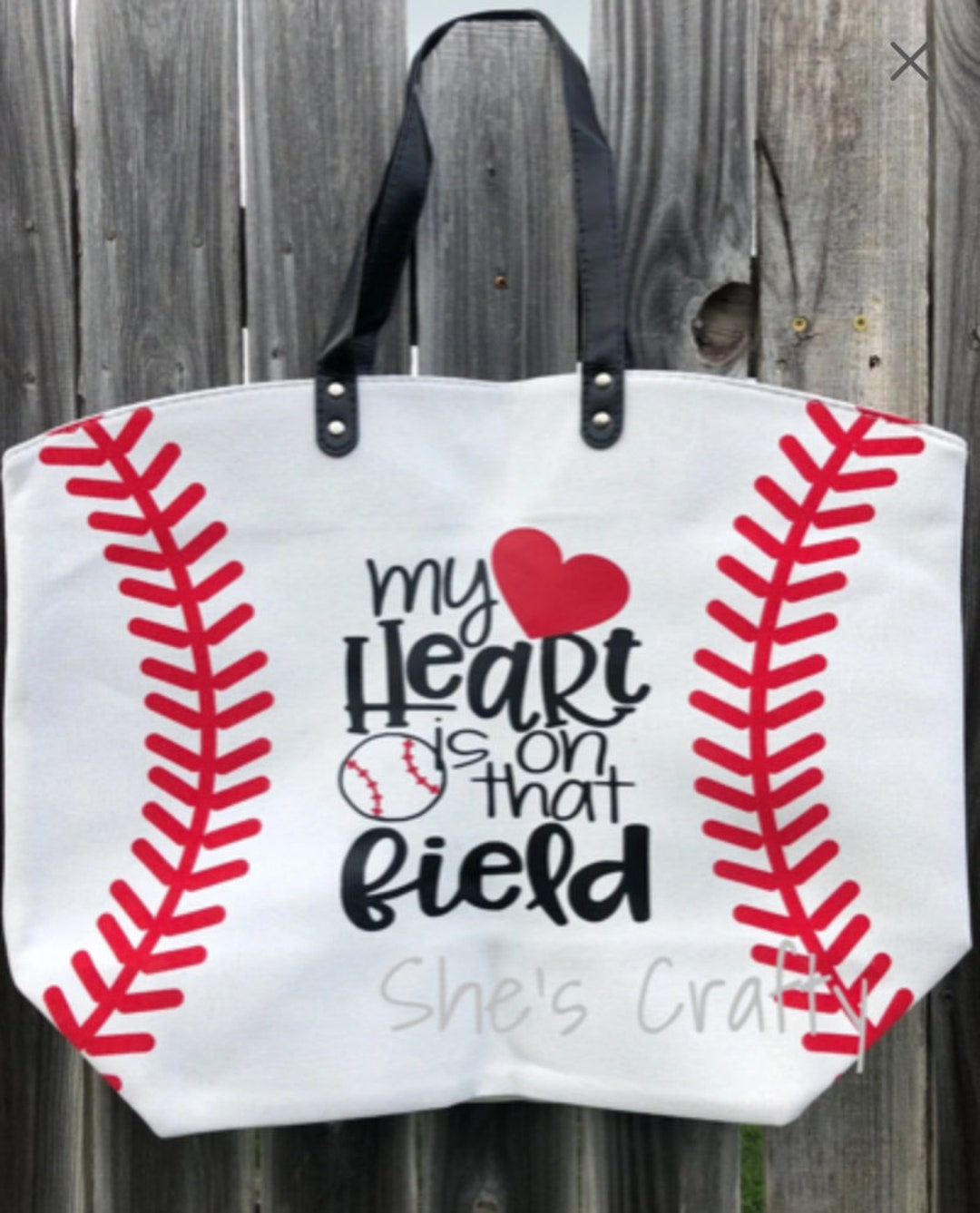 Oversized Baseball Softball Canvas Tote Personalize Customize It ...
