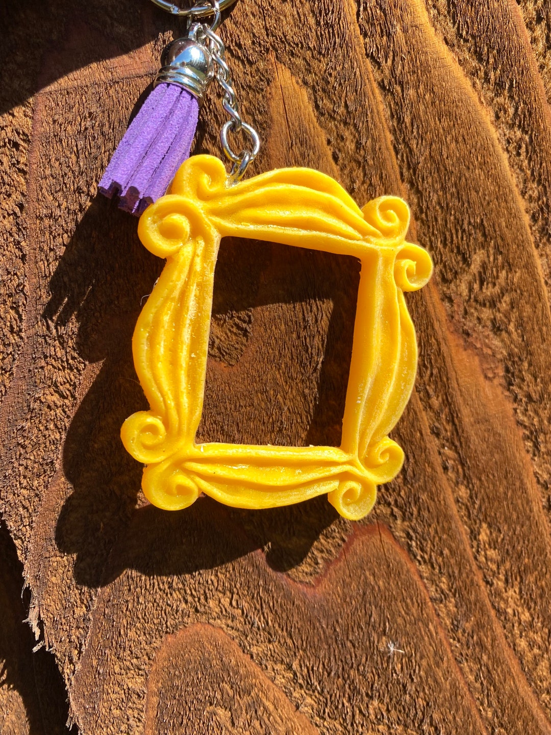 Friends Yellow Frame Keychain With Tassel Ships Free - Etsy