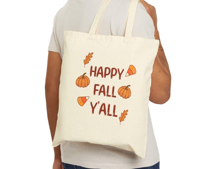 It's Fall Y'all Tote Bag, Fall Pumpkin Bag, Canvas Tote Bag, Fall Bag ...