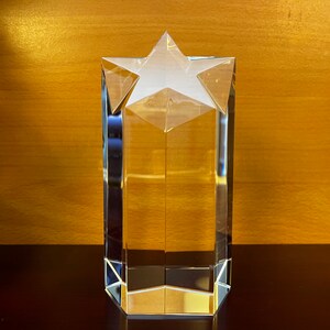 Crystal Star Award, Blank or Engraved, 2 Engraving Locations Available ...
