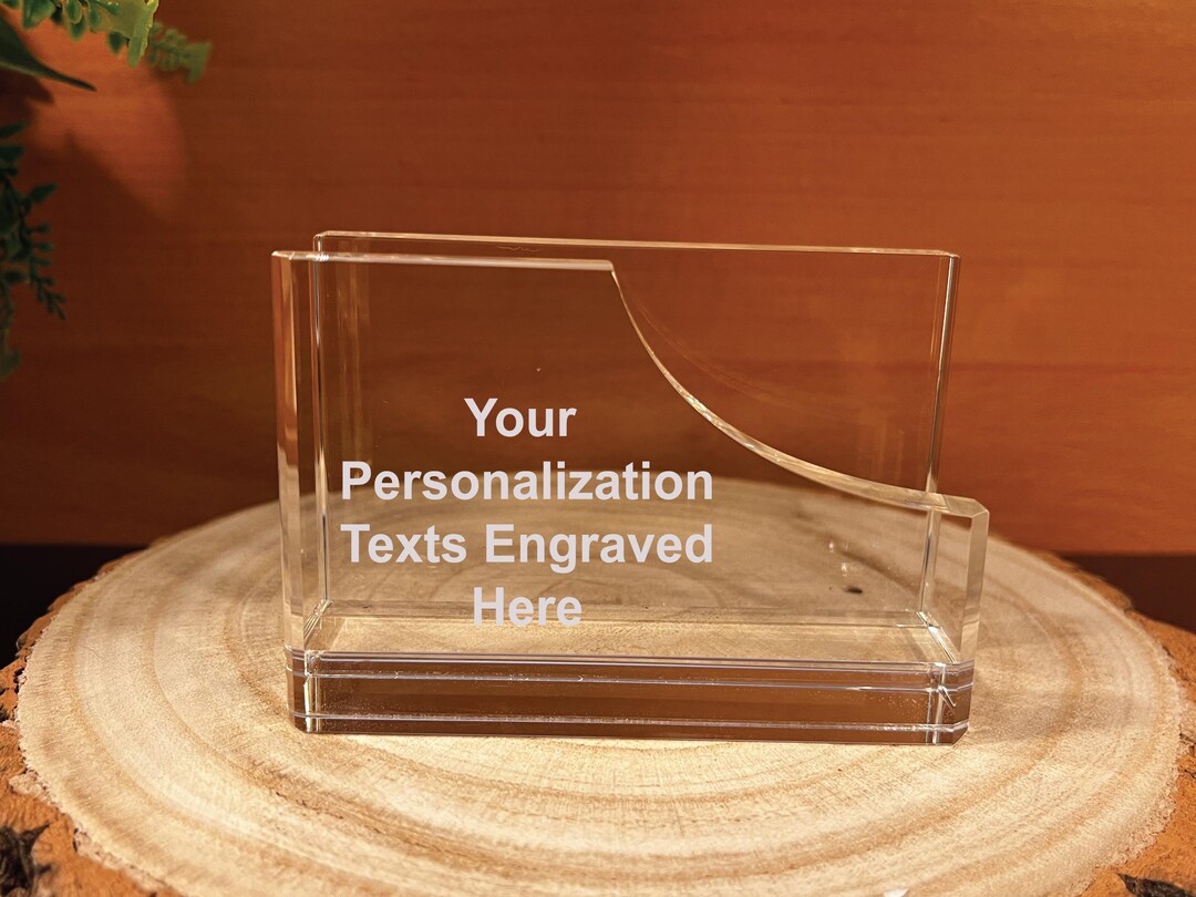Crystal Desk Top/counter Top Business Card Holder, Free Personalized ...