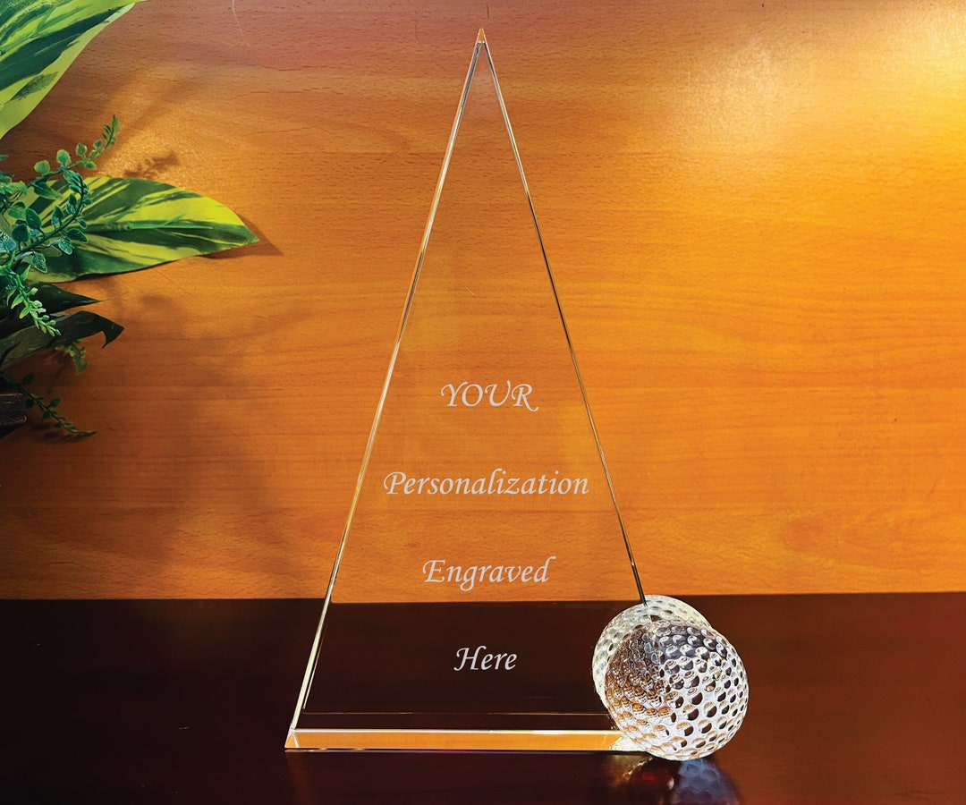 Crystal Golf Triangle Award, Free Engraving, 3 Sizes Available , Ideal ...