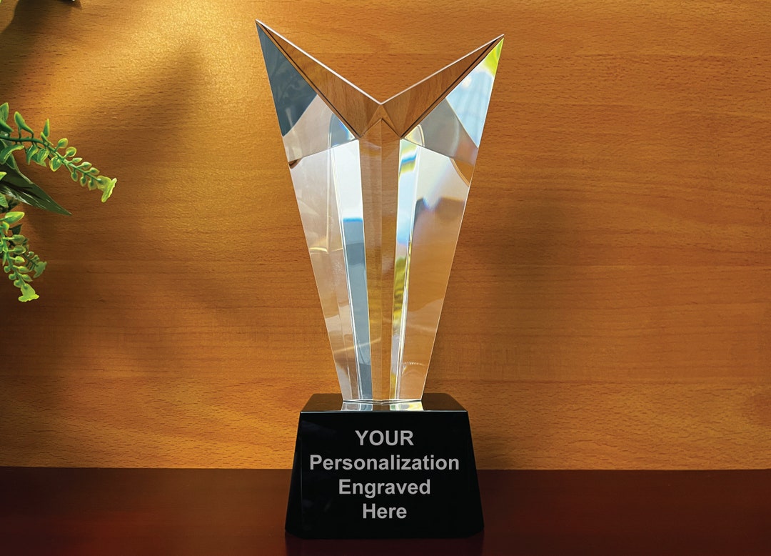 Crystal Victory Award With Black Base, Free Engraving, 3 Sizes ...