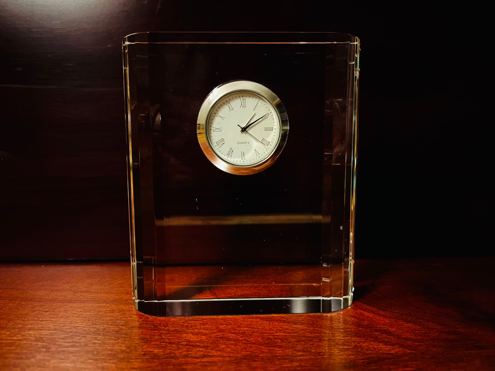 Crystal Desktop Beveled Edges Clock, Art Deco, Classic Time Instrument ...