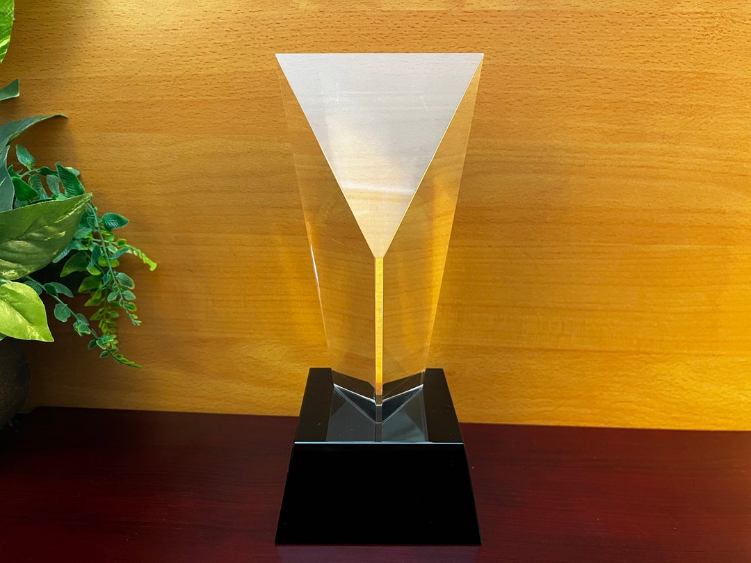 Crystal Triangle Top Award With Black Base, 3 Sizes Available. Ideal ...