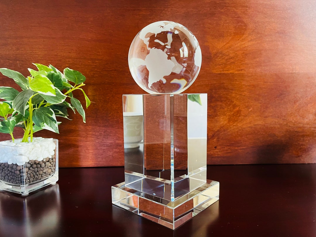 Crystal Tower Globe Award. Globe Spinnable, Blank or Engraved. Ideal ...