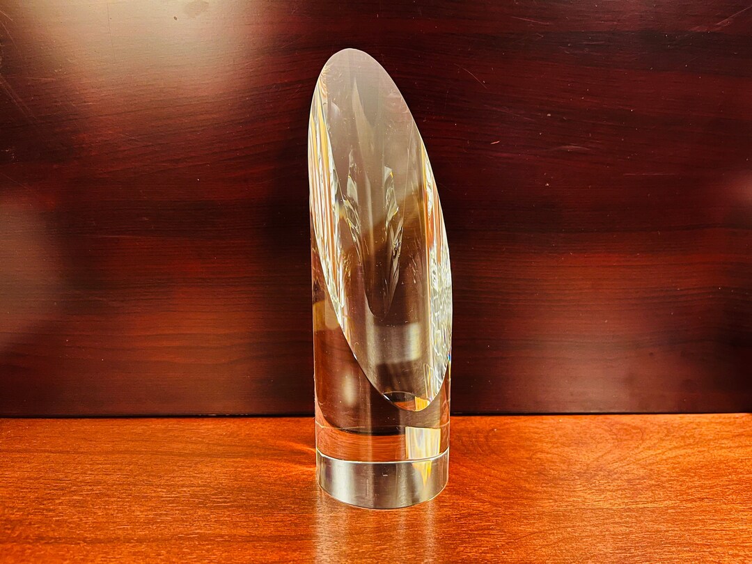 Crystal Slant Cylinder Tower Award, Free Engraving, 3 Sizes Available ...