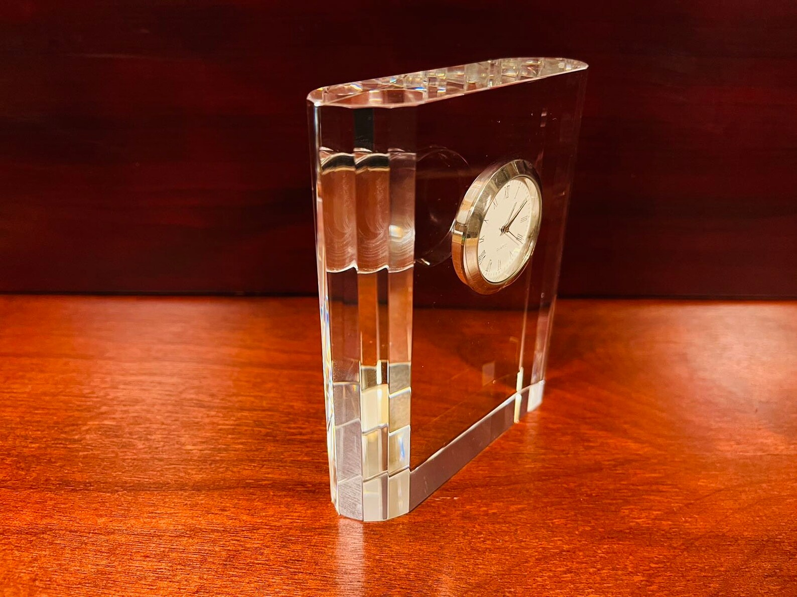 Crystal Desktop Beveled Edges Clock, Art Deco, Classic Time Instrument ...