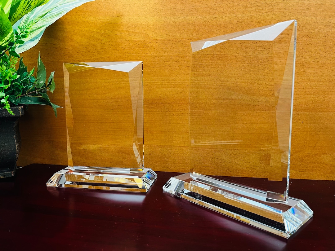 Crystal Vertical Plaque Award With Large Engraving Area, Free Engraving ...