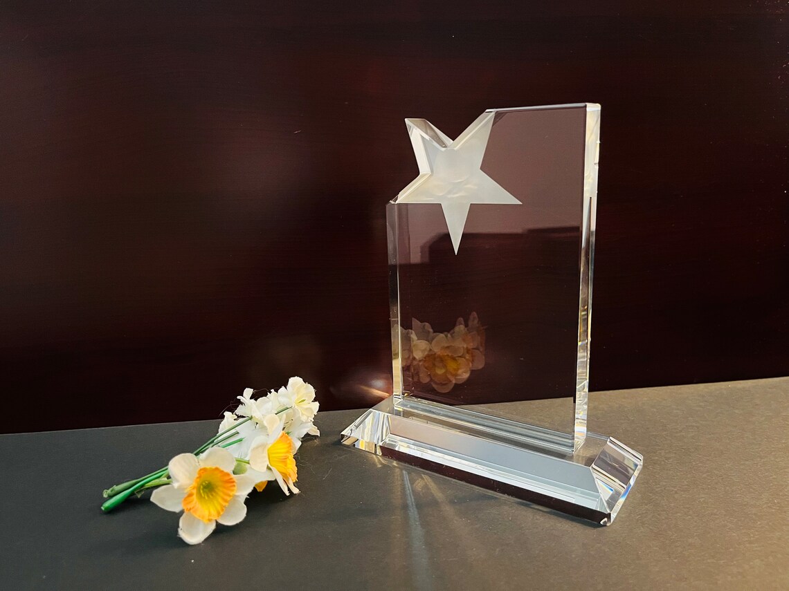 Crystal Star Plaque Award, Free Engraving, 3 Sizes Available, Award for ...
