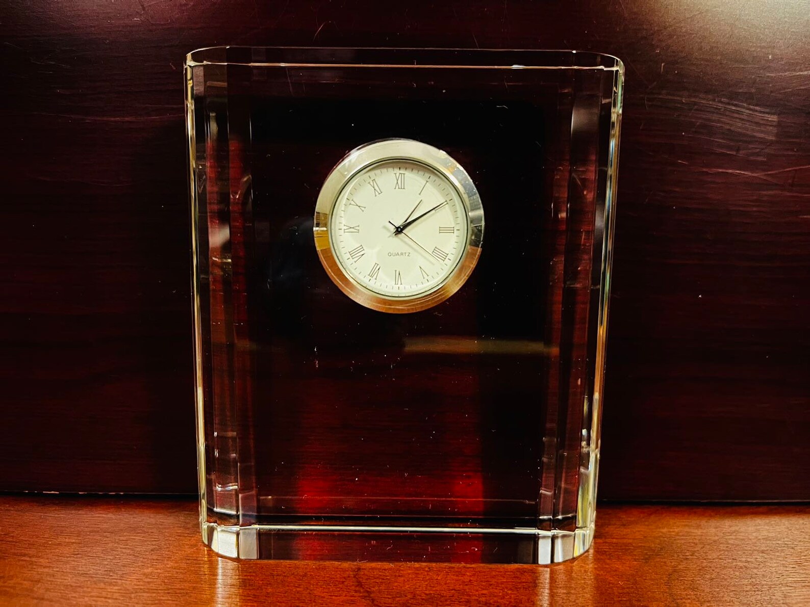 Crystal Desktop Beveled Edges Clock, Art Deco, Classic Time Instrument ...