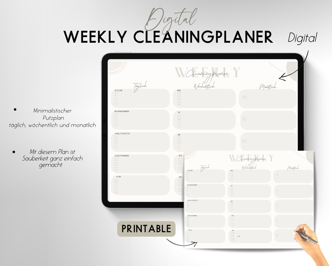 Digital Weekly Cleaning Planner, Printable Cleaning Planner, Cleaning ...