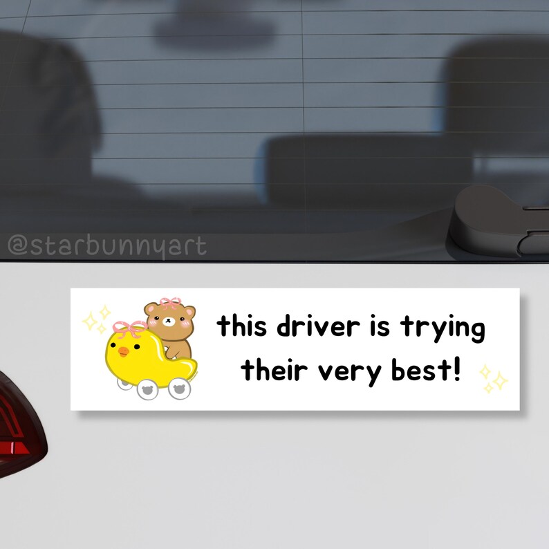 Kawaii Bear Bumper Sticker, Cute Funny Bumper Stickers, Whimsical ...