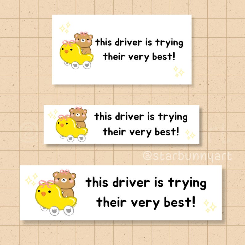 Kawaii Bear Bumper Sticker, Cute Funny Bumper Stickers, Whimsical ...