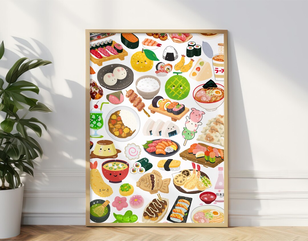 Kawaii Japanese Food Poster, Japanese Food Wall Decor Matte, Asian Food ...