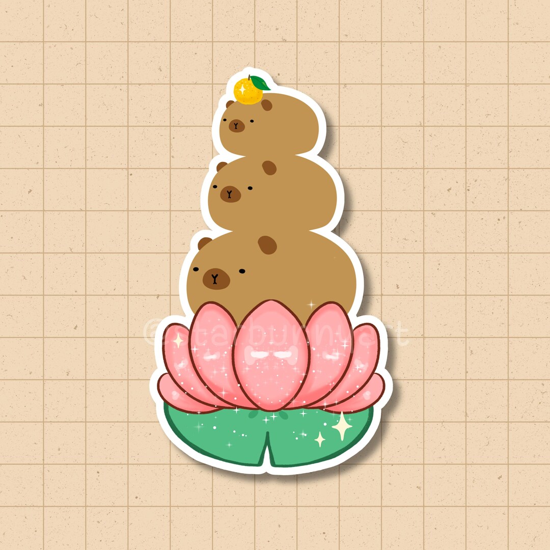 Kawaii Capybara Trio Vinyl Decal Stickers, Waterproof Kawaii Capybara ...